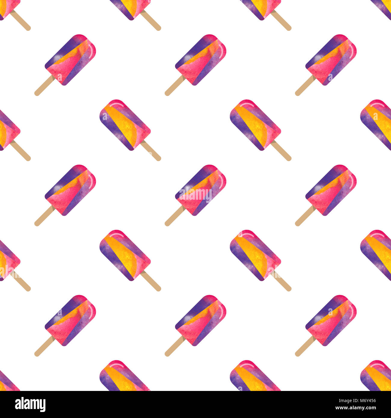 Seamless background image colorful watercolor texture popsicle pattern ...