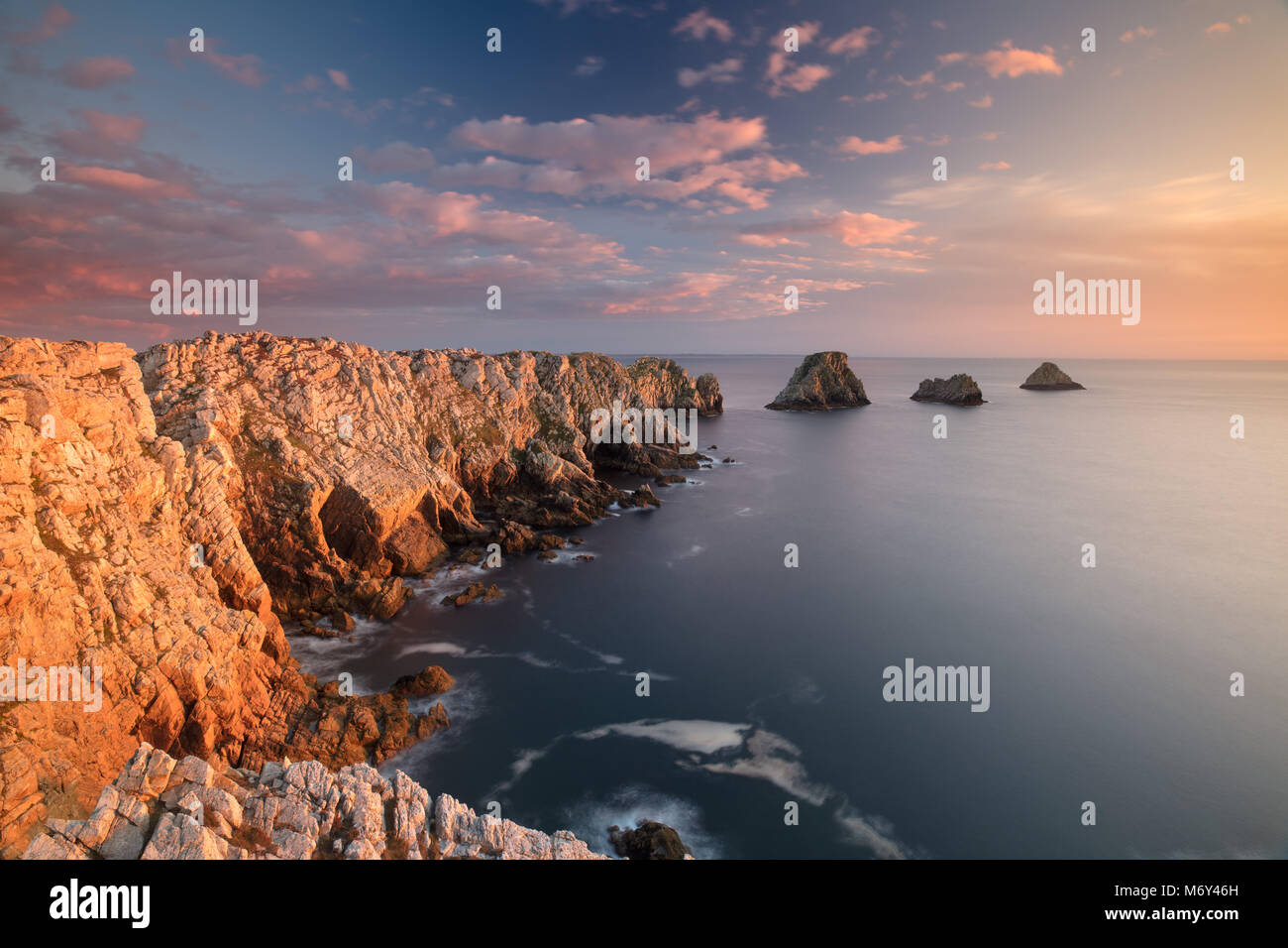 Les Tas de Pois at dusk, Pointe de Pen-Hir, Crozon Peninsula ...