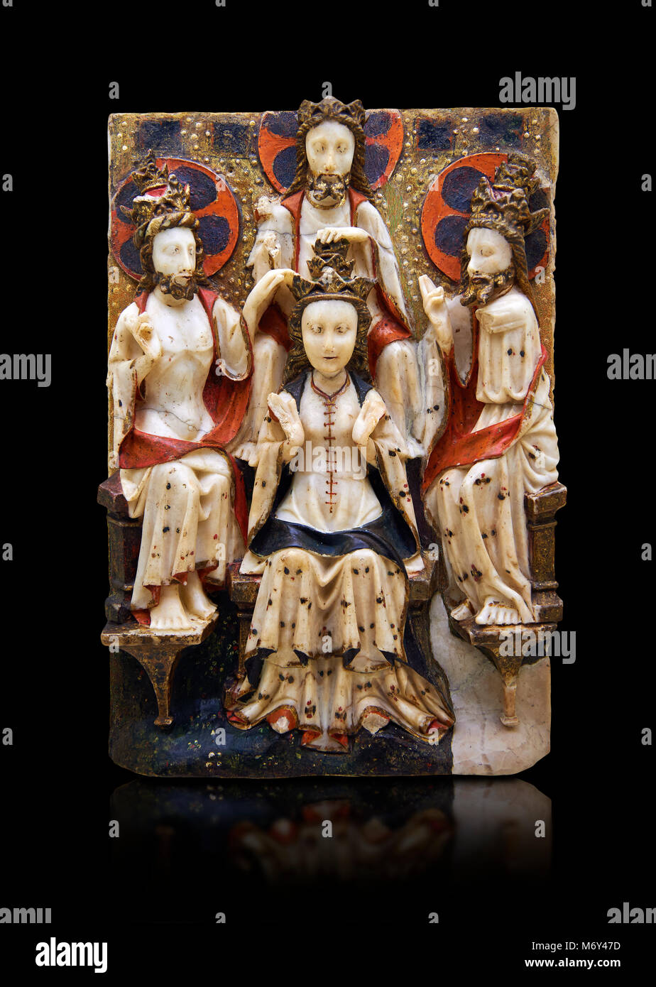 Gothic marble relief sculpture of the Coronation of the Virgin Mary ...