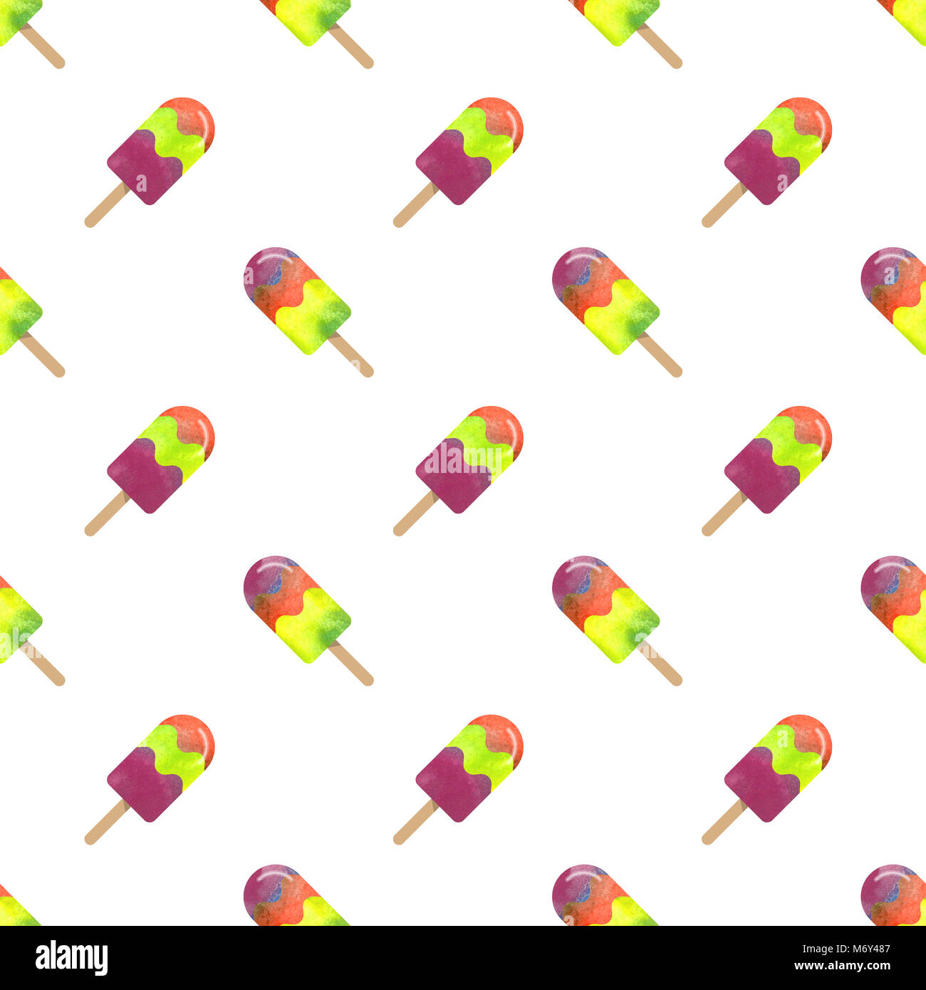 Seamless background image colorful watercolor texture popsicle pattern ...