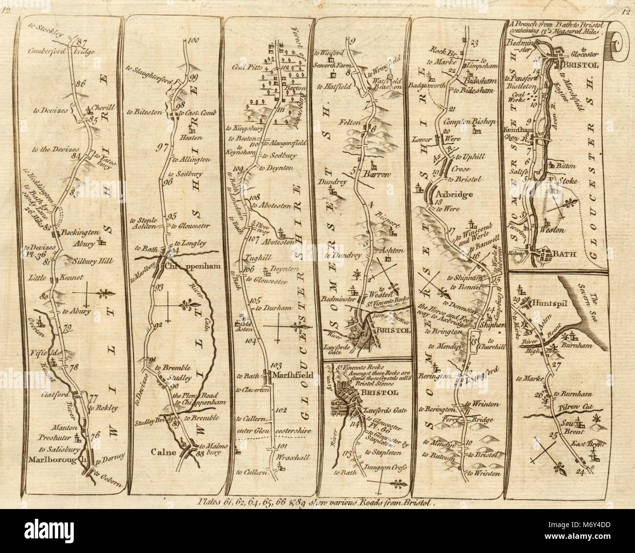Marlborough Calne Chippenham Bristol Axbridge Bath. KITCHIN road map ...