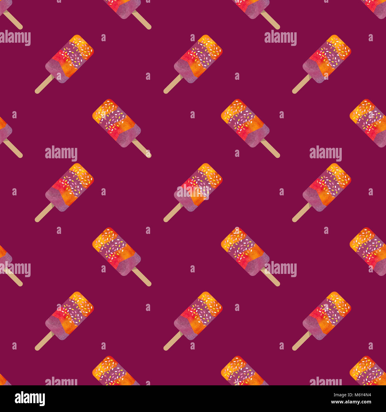 Seamless background image colorful watercolor texture popsicle pattern ...