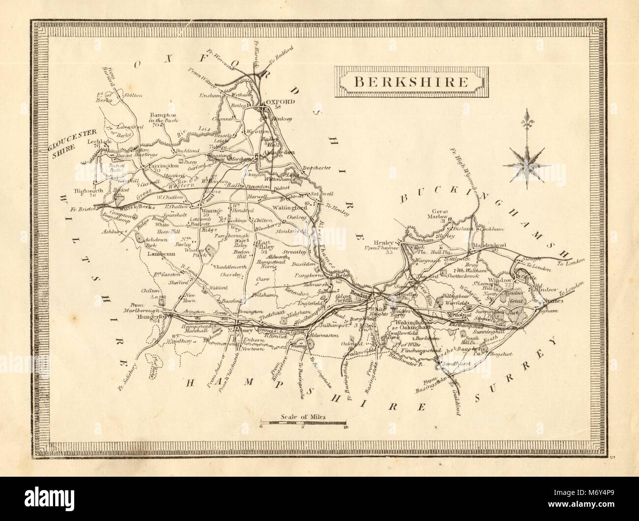 Antique county map of Berkshire by John Heywood. Railways & coach roads ...