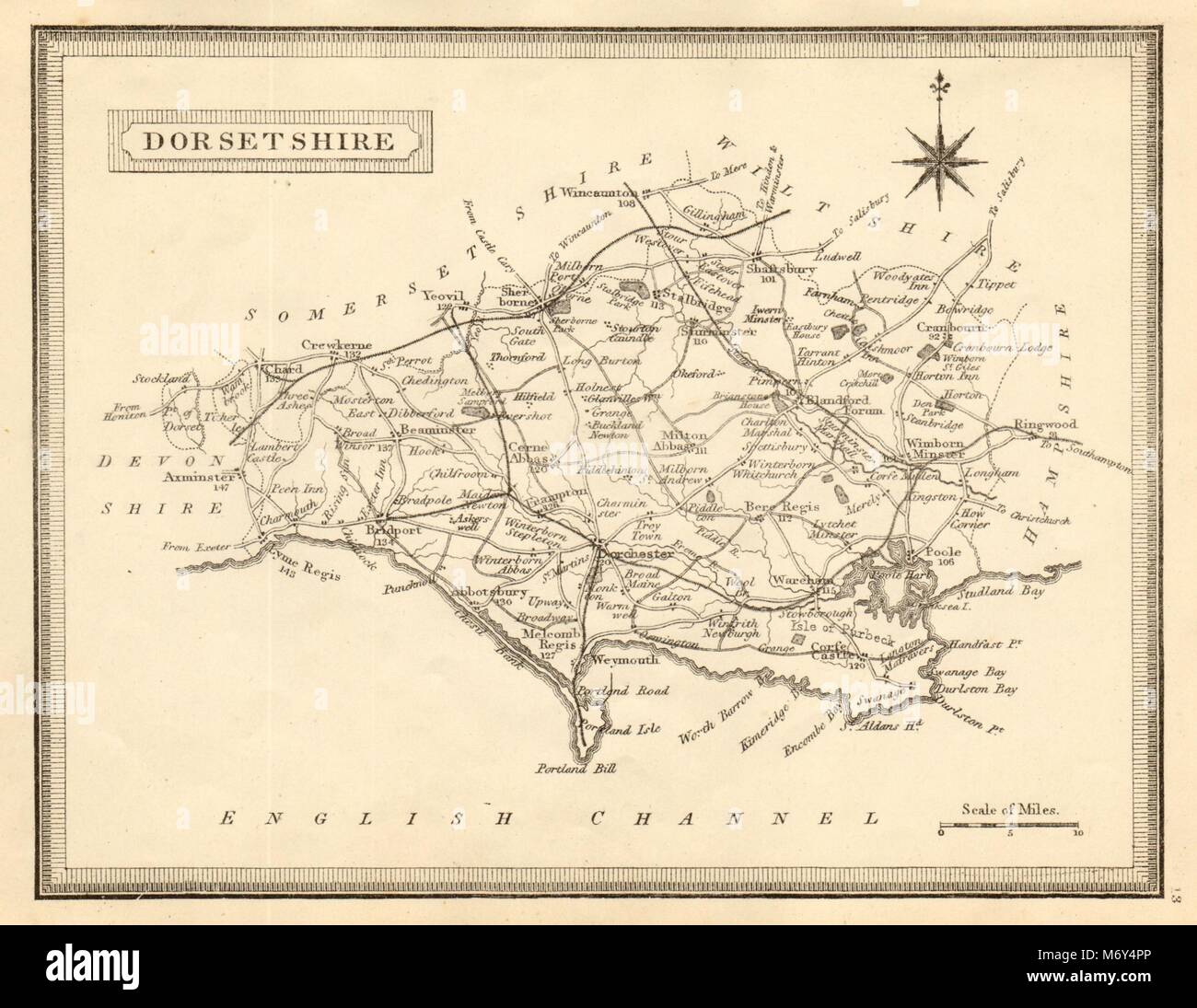 Antique county map of Dorsetshire by John Heywood. Railways & coach ...