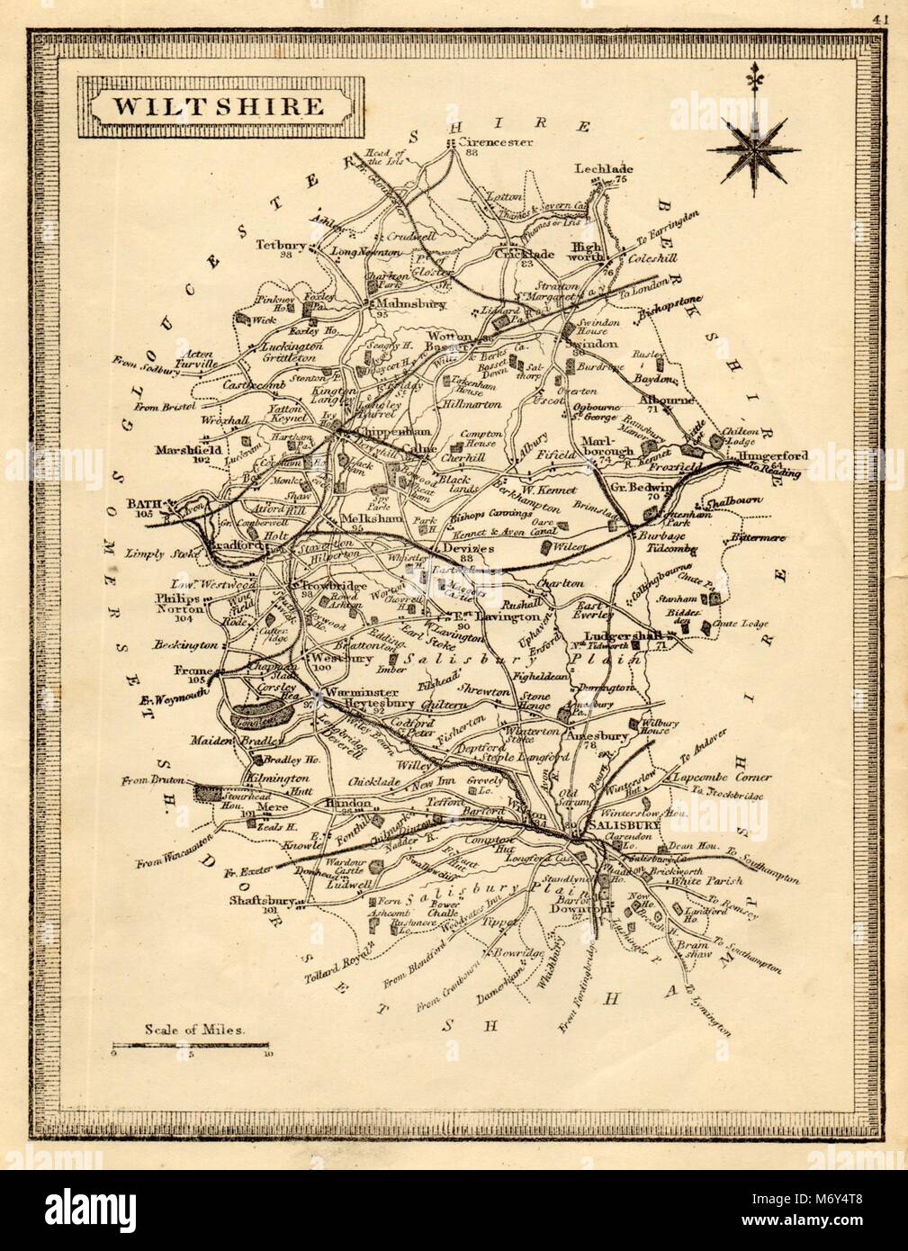 Antique county map of Wiltshire by John Heywood. Railways & coach roads ...