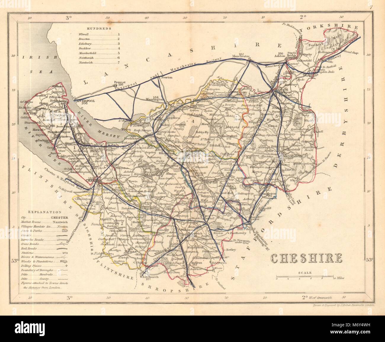 Cheshire county map hi-res stock photography and images - Alamy