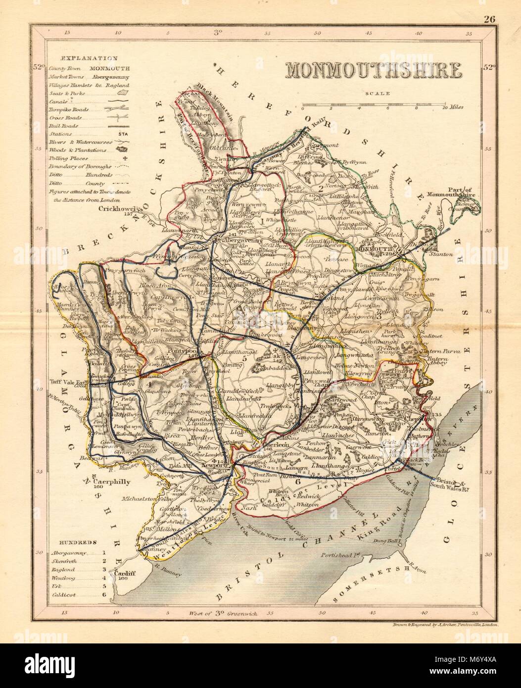 Monmouthshire map hi-res stock photography and images - Alamy