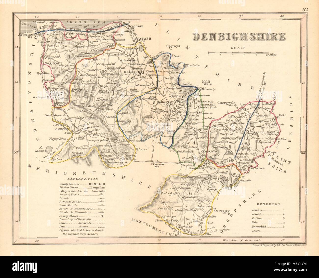Denbighshire map hi-res stock photography and images - Alamy