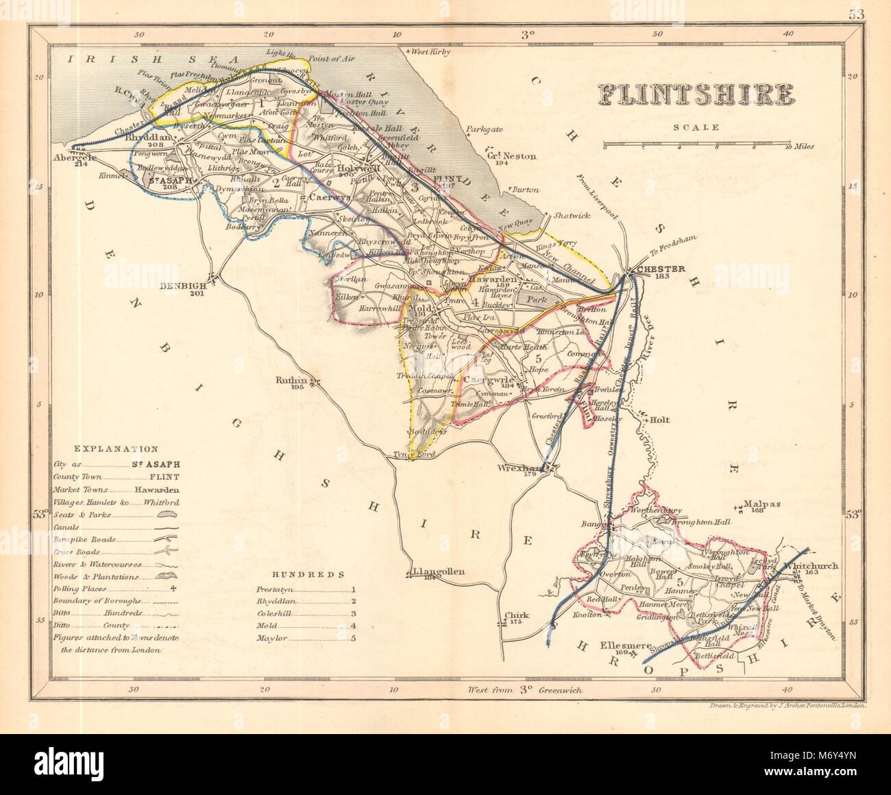 Flintshire map hi-res stock photography and images - Alamy