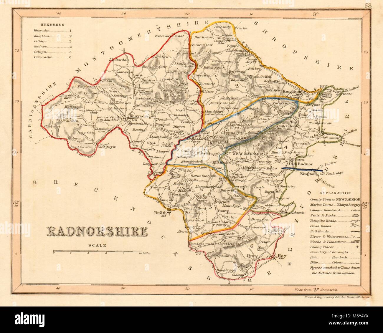 Radnorshire map hi-res stock photography and images - Alamy