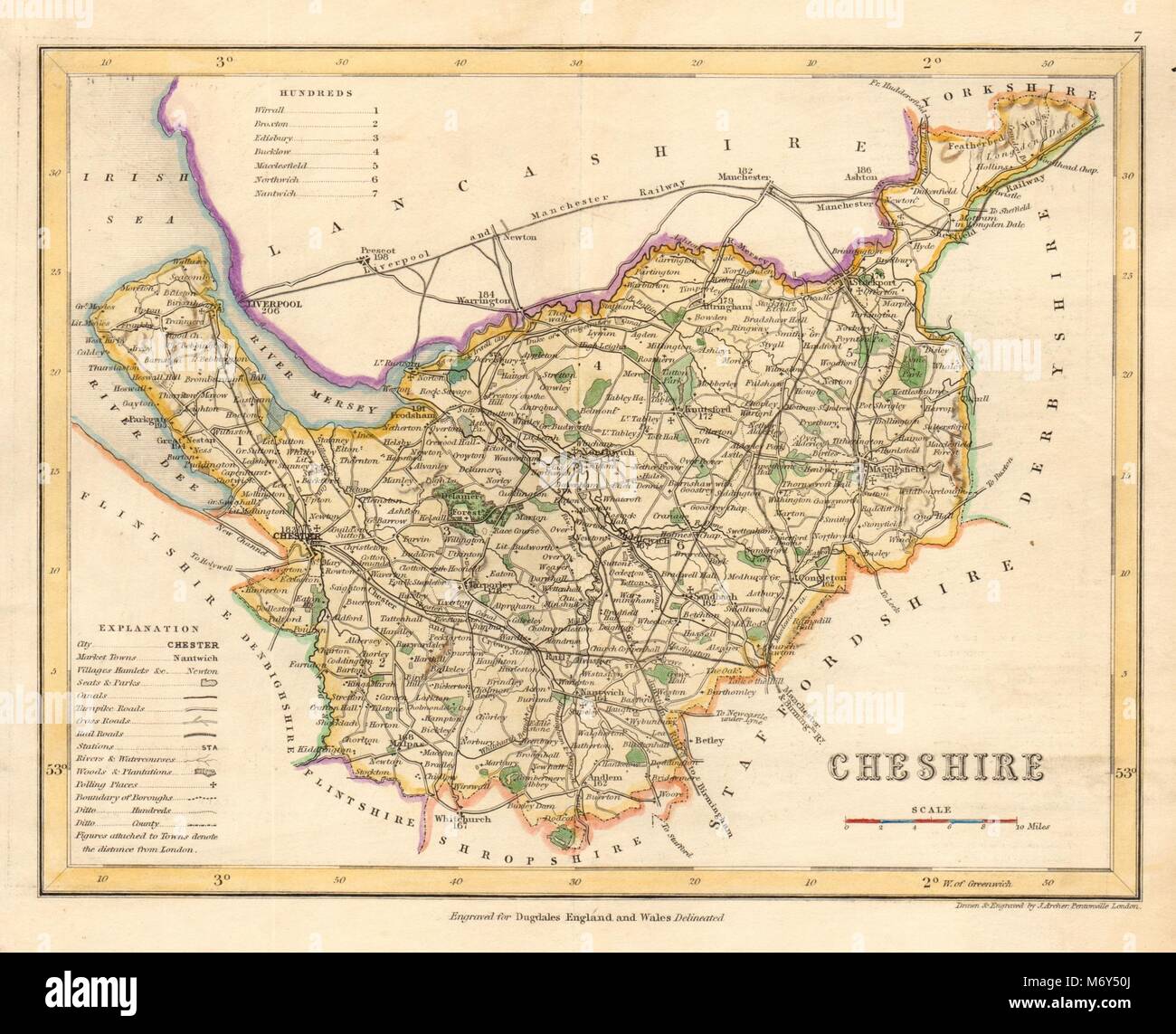 Cheshire county map hi-res stock photography and images - Alamy