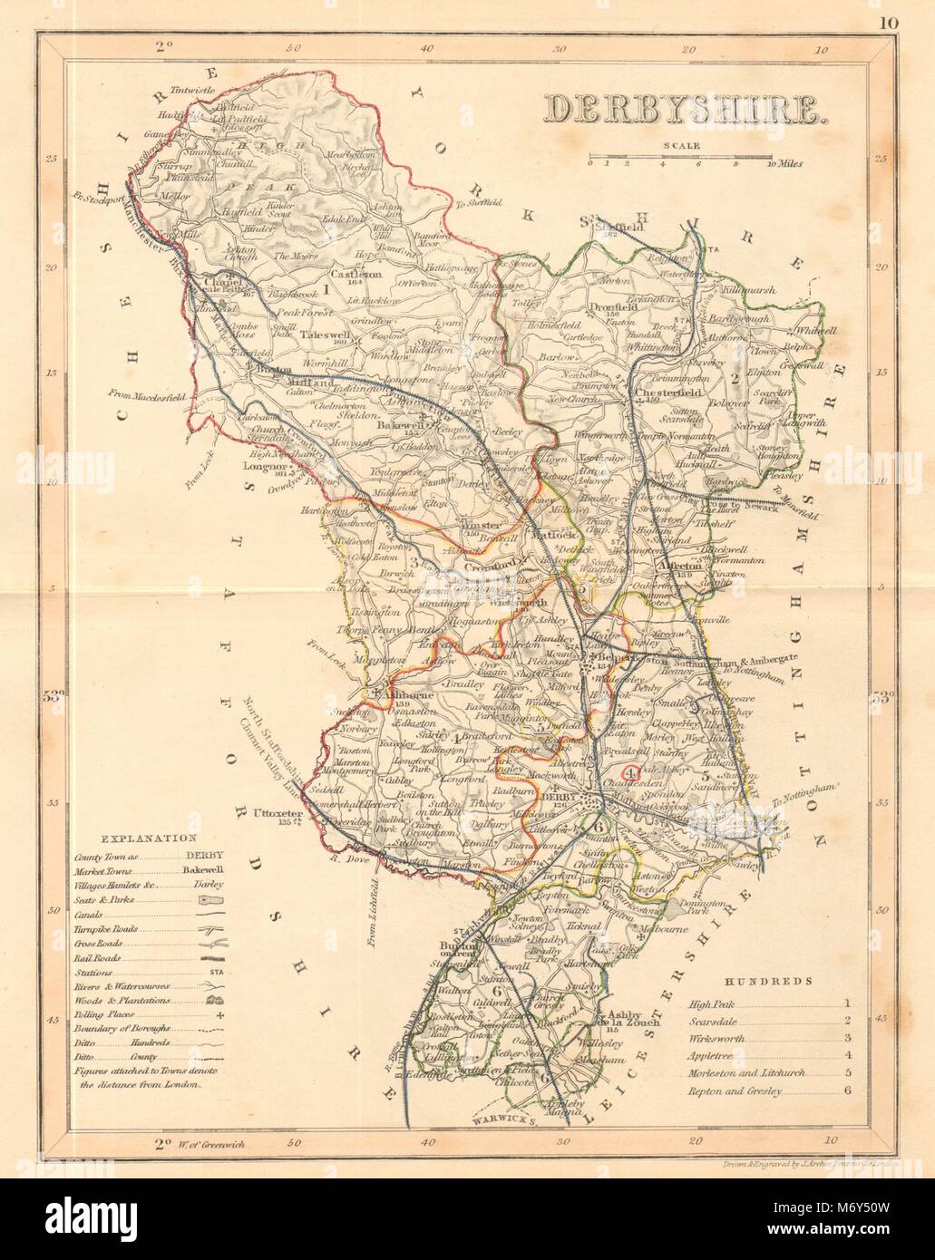 DERBYSHIRE county map by ARCHER & DUGDALE. Peak District. Polling ...