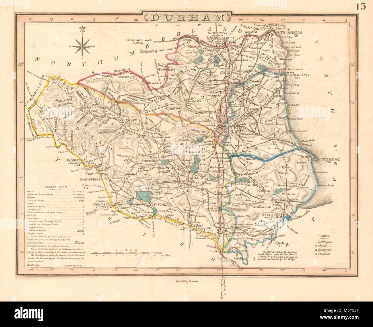 Antique map of COUNTY DURHAM by George COLE & John ROPER c1835 old ...