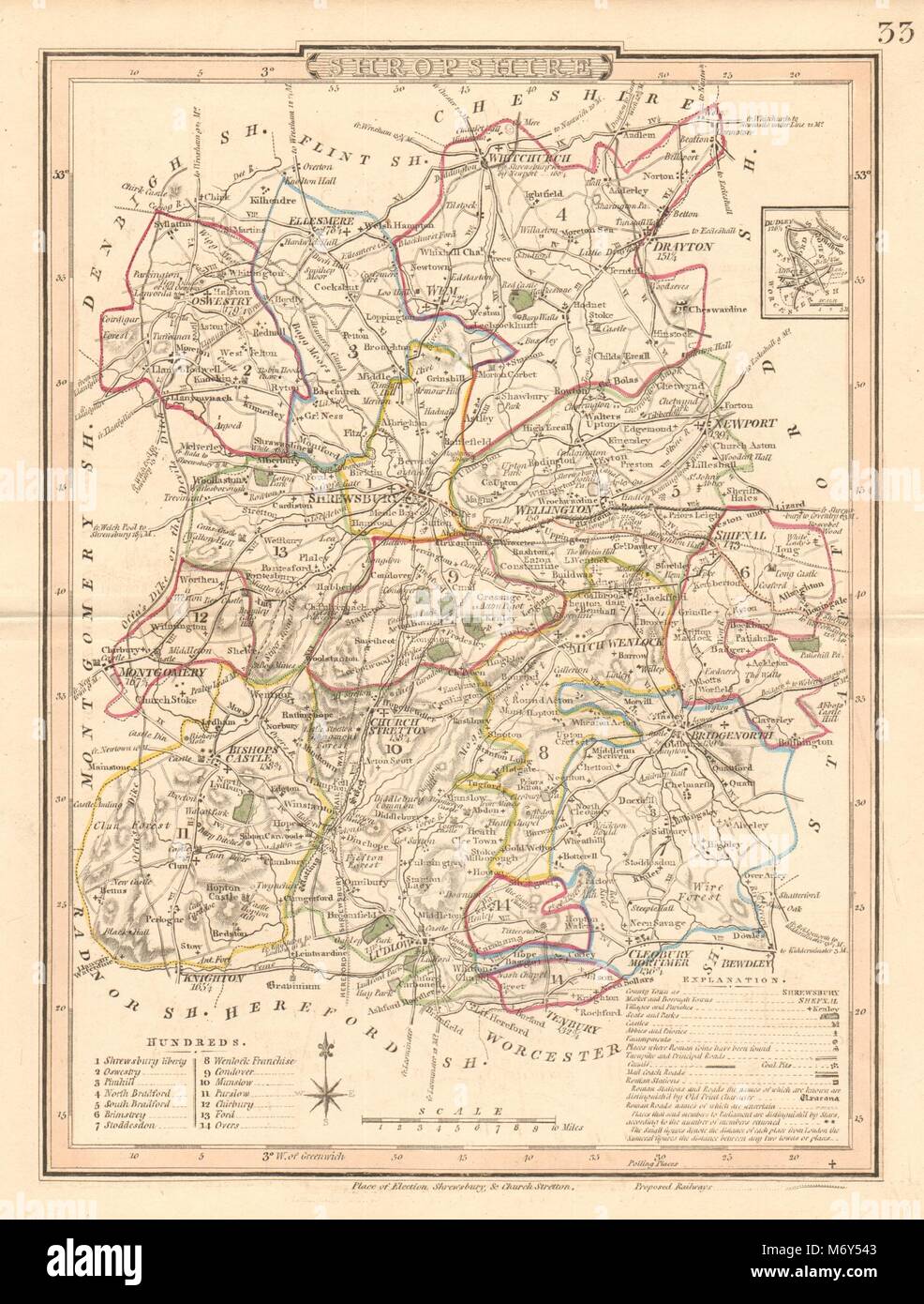 Antique county map of SHROPSHIRE by George COLE & John ROPER c1835 old ...