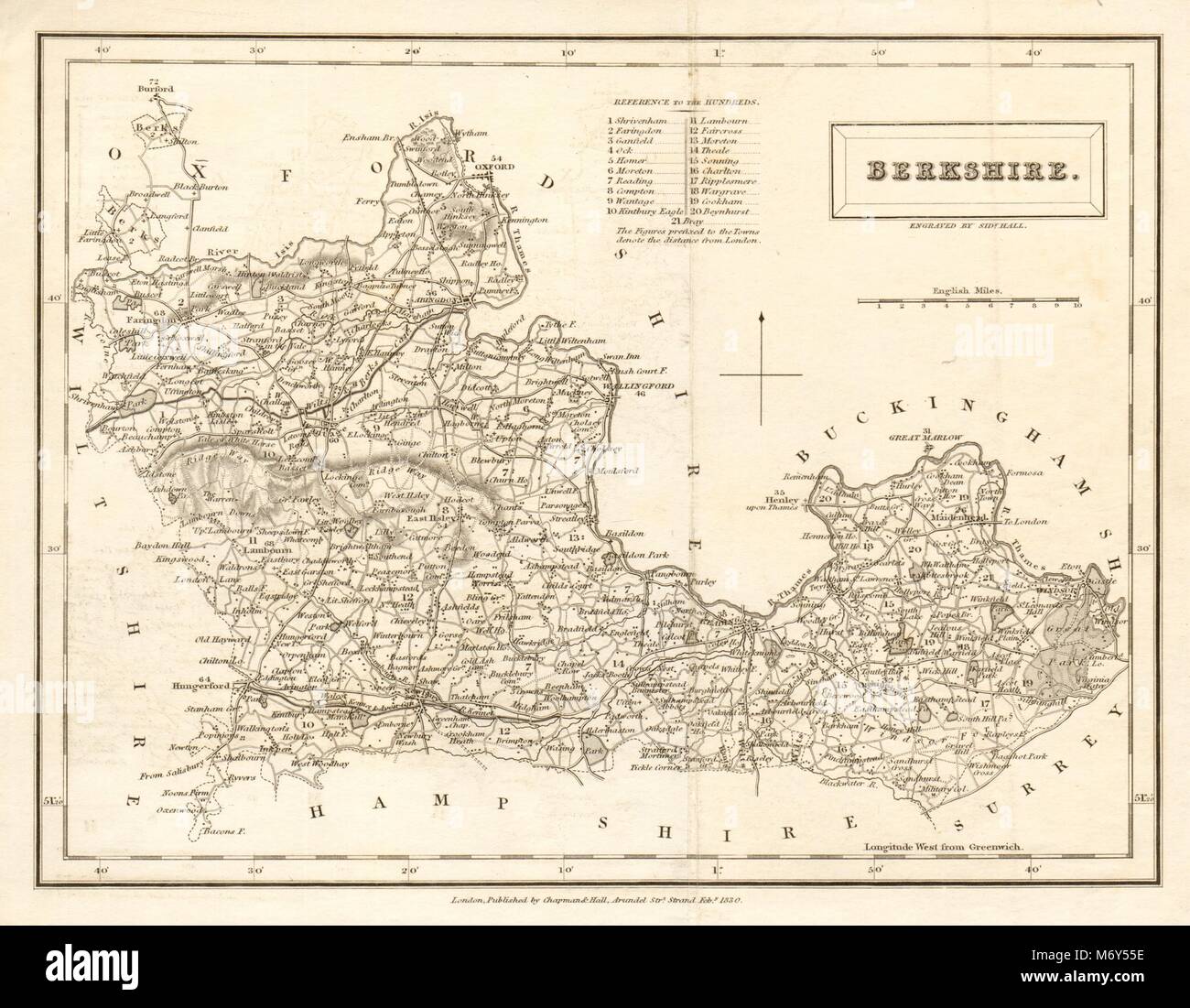 Antique county map of BERKSHIRE by Sidney Hall 1830 old plan chart ...