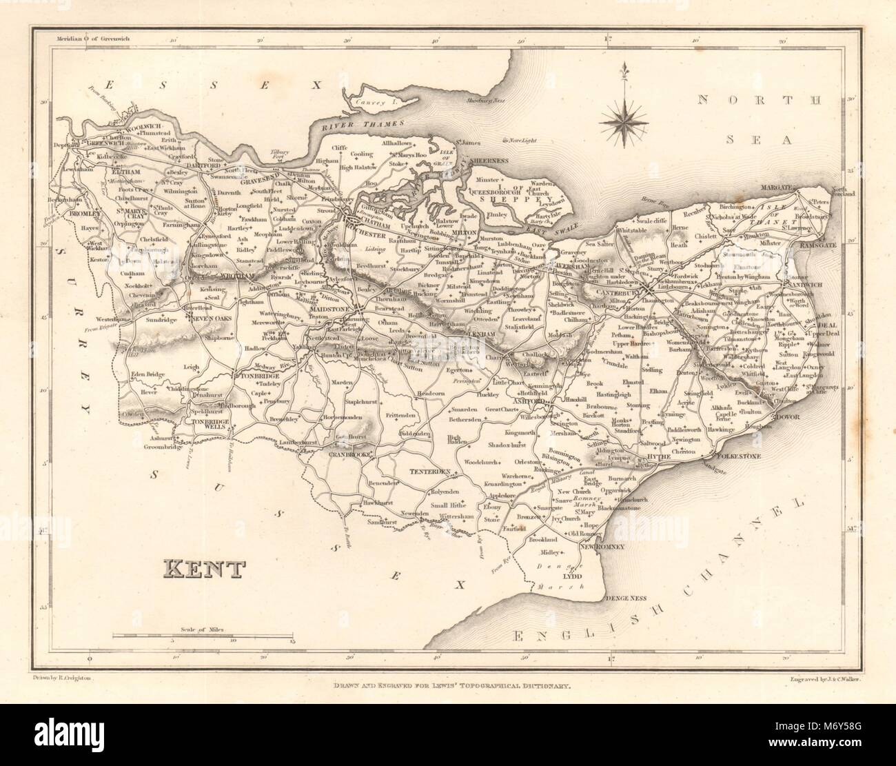 Antique map of kent hi-res stock photography and images - Alamy