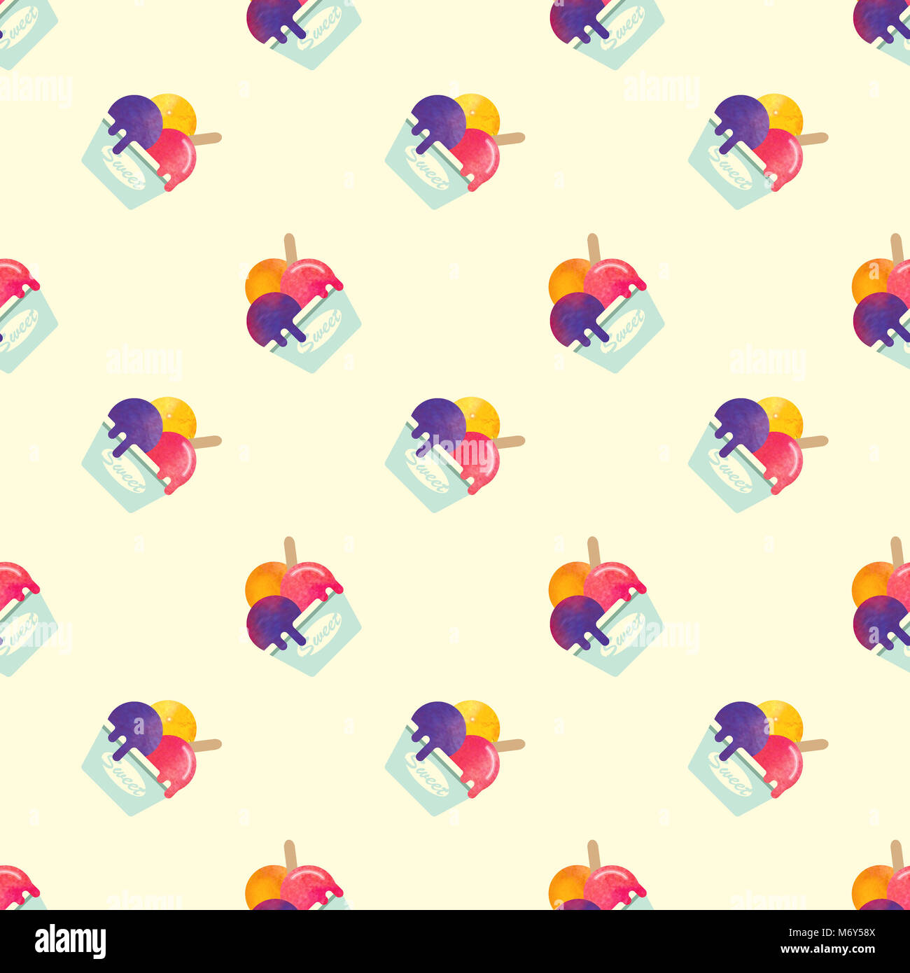 Seamless background image colorful watercolor texture popsicle pattern ...