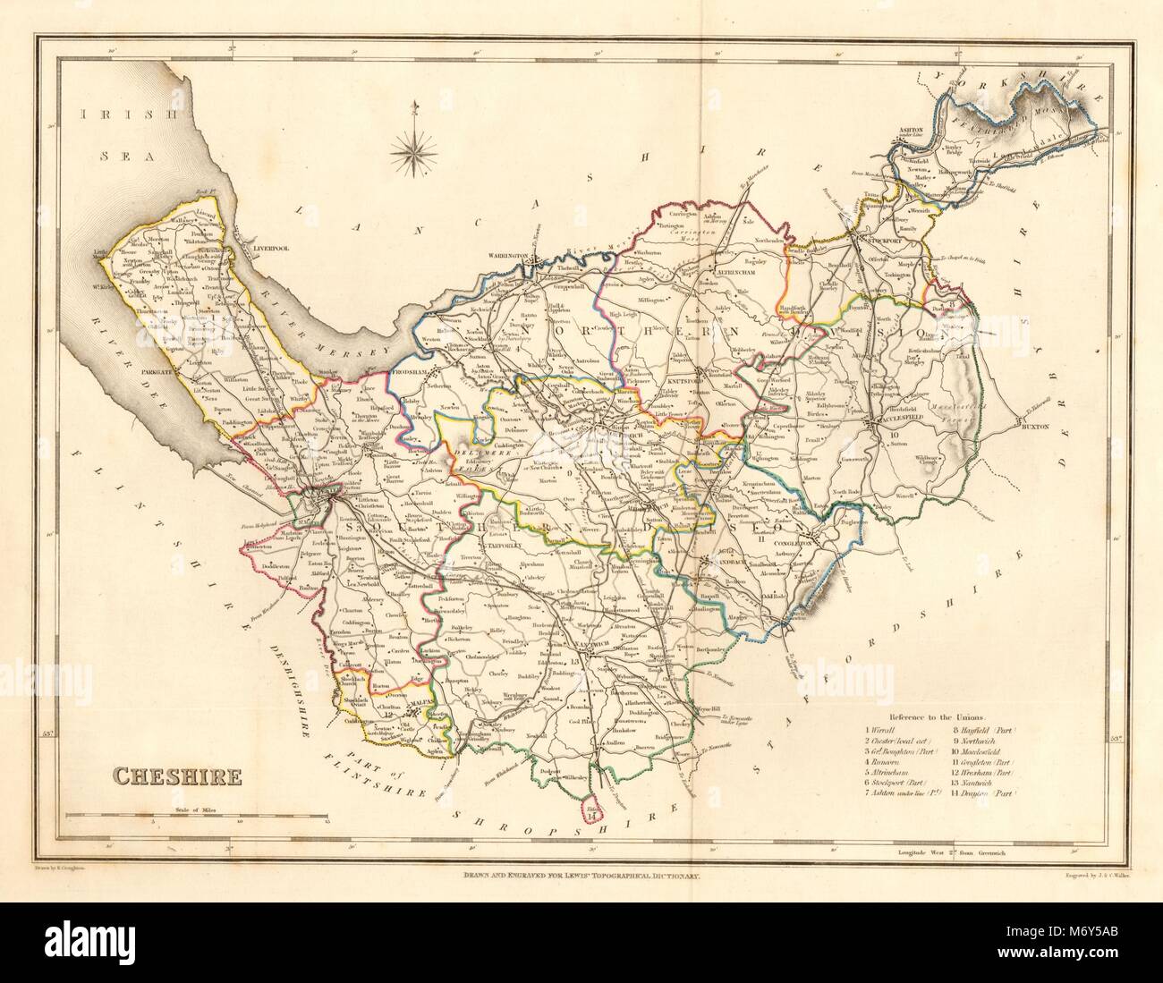Antique county map of CHESHIRE by Creighton & Walker for Lewis c1840 ...
