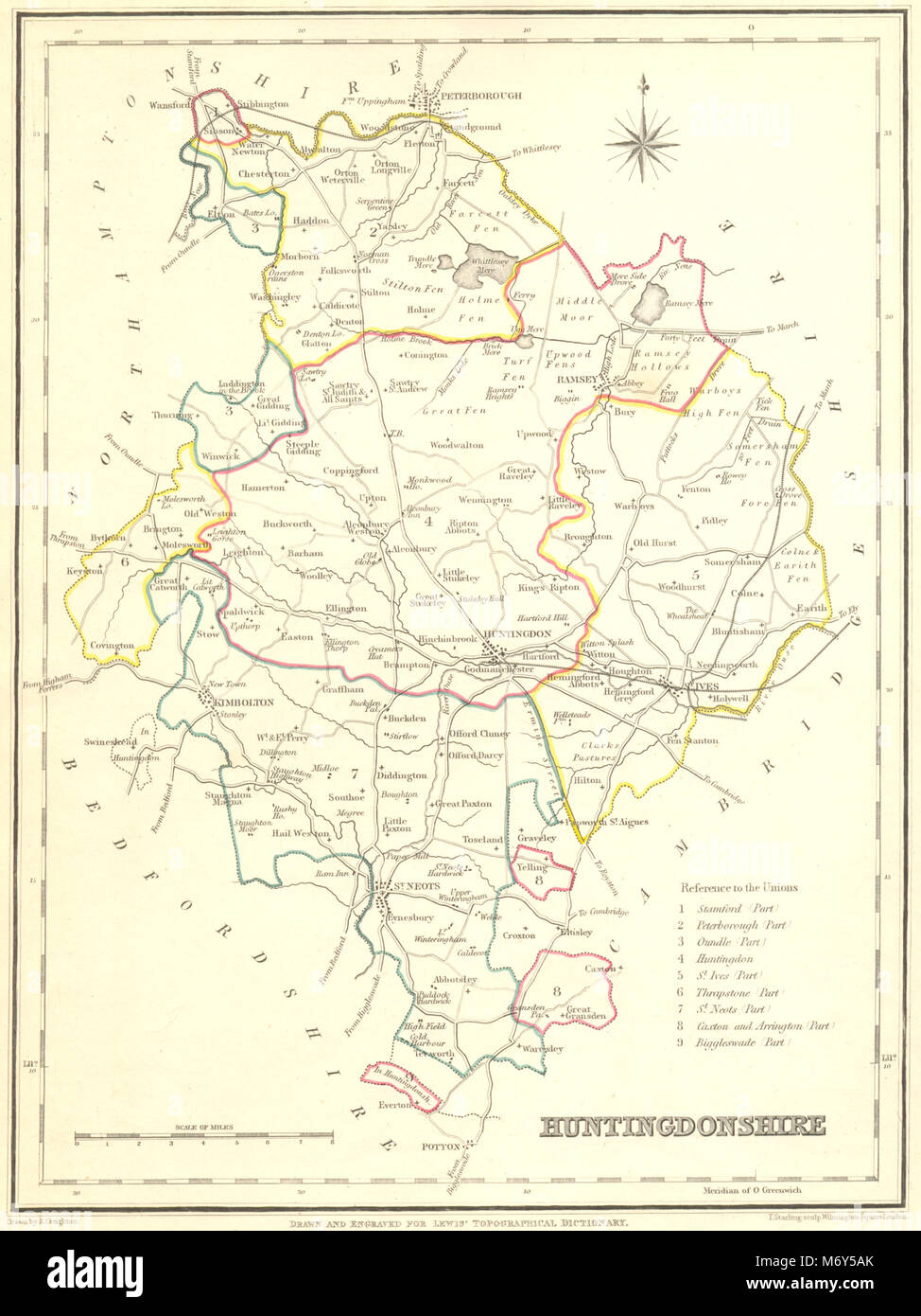 Antique county map of HUNTINGDONSHIRE by Creighton & Starling for Lewis ...