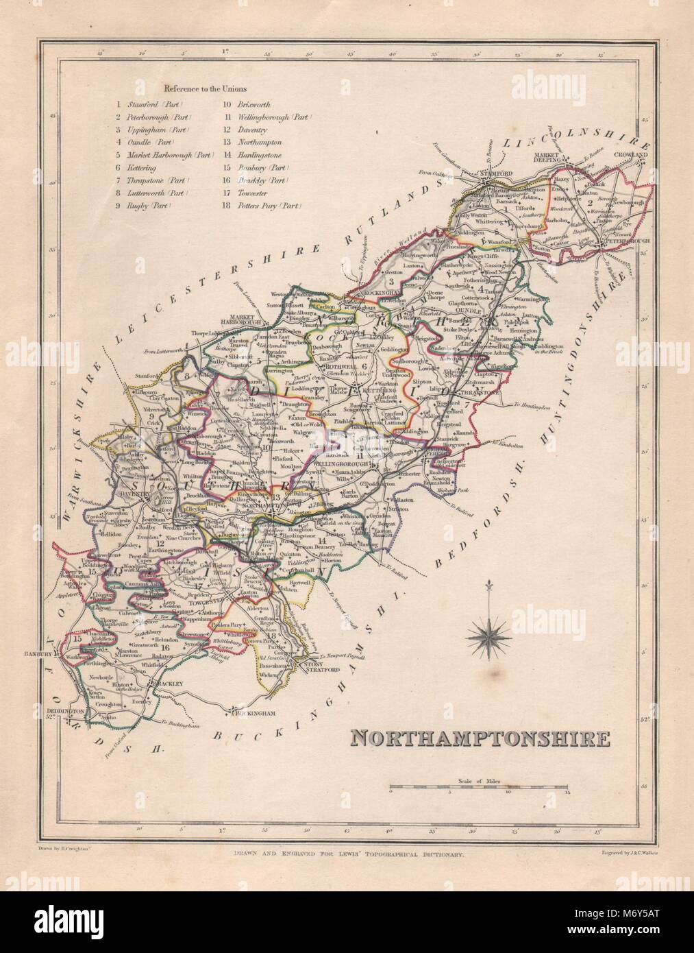 Antique county map of NORTHAMPTONSHIRE by Creighton & Walker for Lewis ...