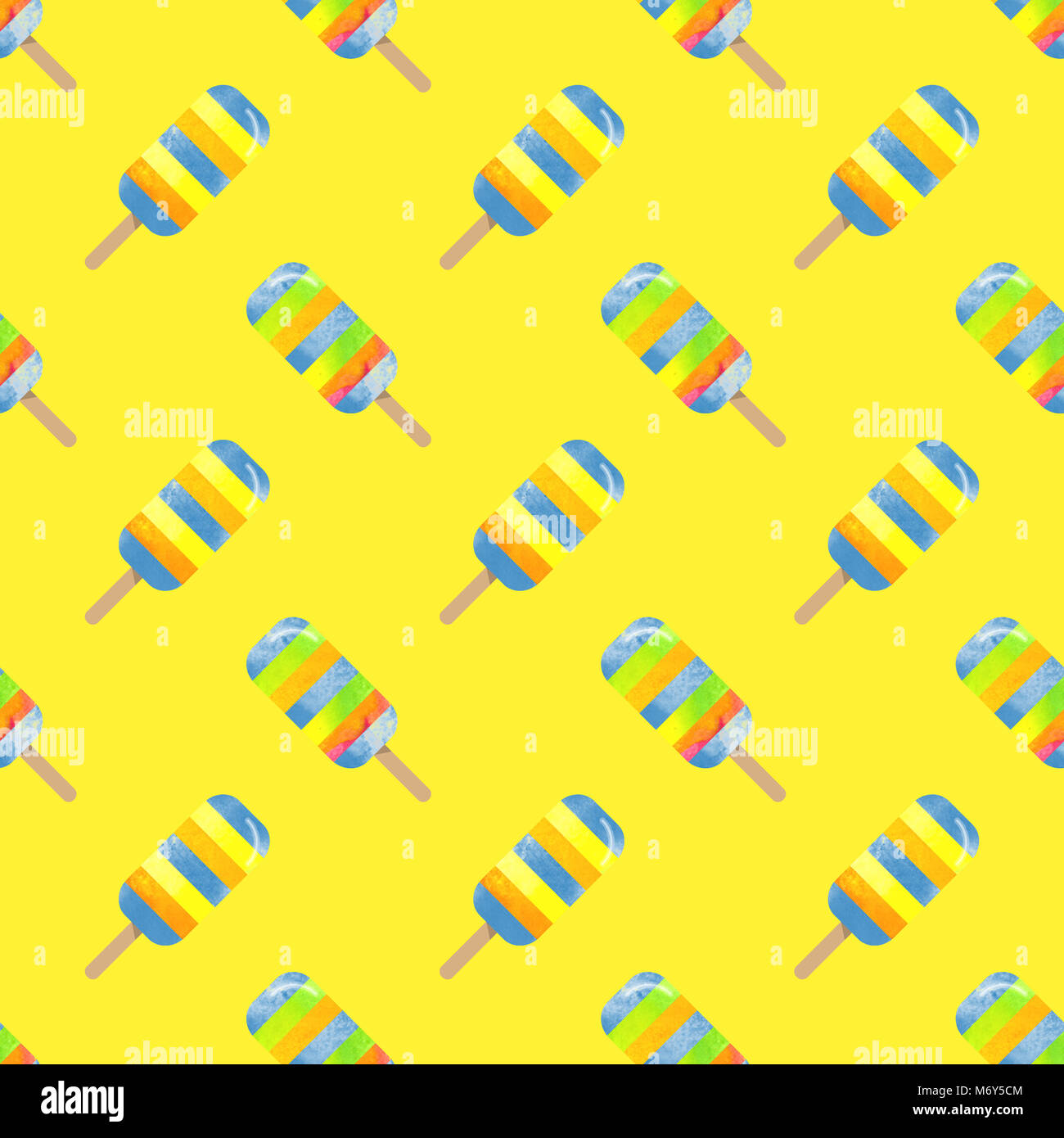Seamless background image colorful watercolor texture popsicle pattern ...