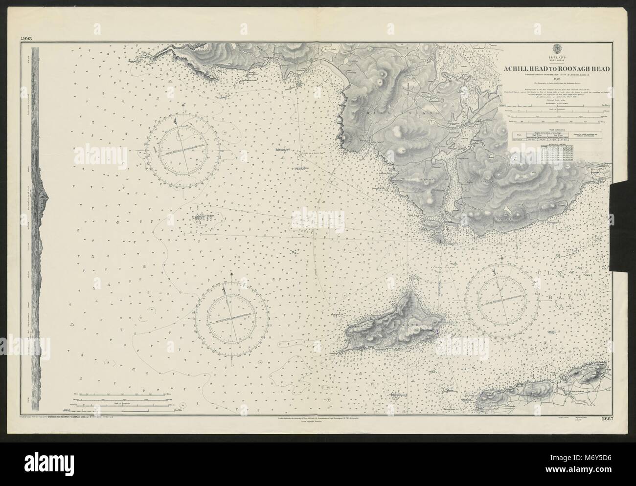 Mayo coast nautical sea chart Achill Island Corraun Clare Is. Admiralty ...