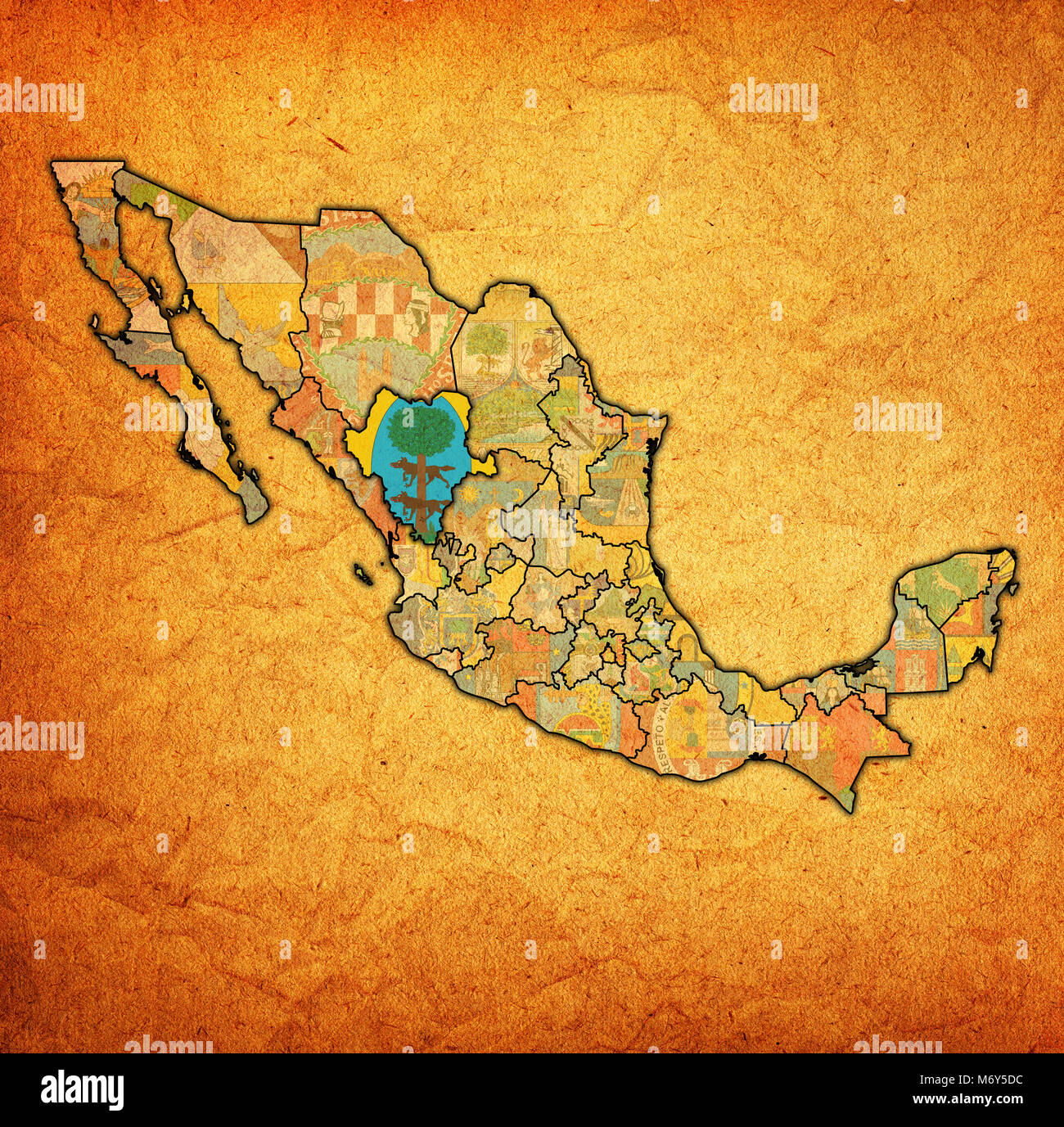 emblem of durango state on map with administrative divisions and ...
