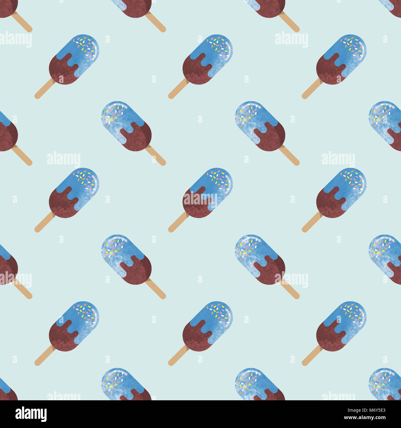 Seamless background image colorful watercolor texture popsicle pattern ...