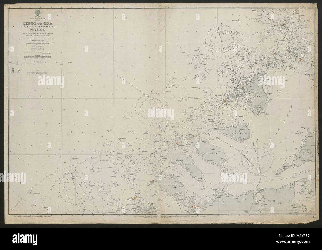 Norway coast sea chart. Møre og Romsdal. Molde approaches. Admiralty ...