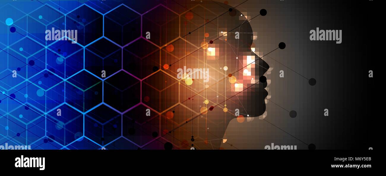 Abstract Artificial intelligence. Technology web background. Virtual ...