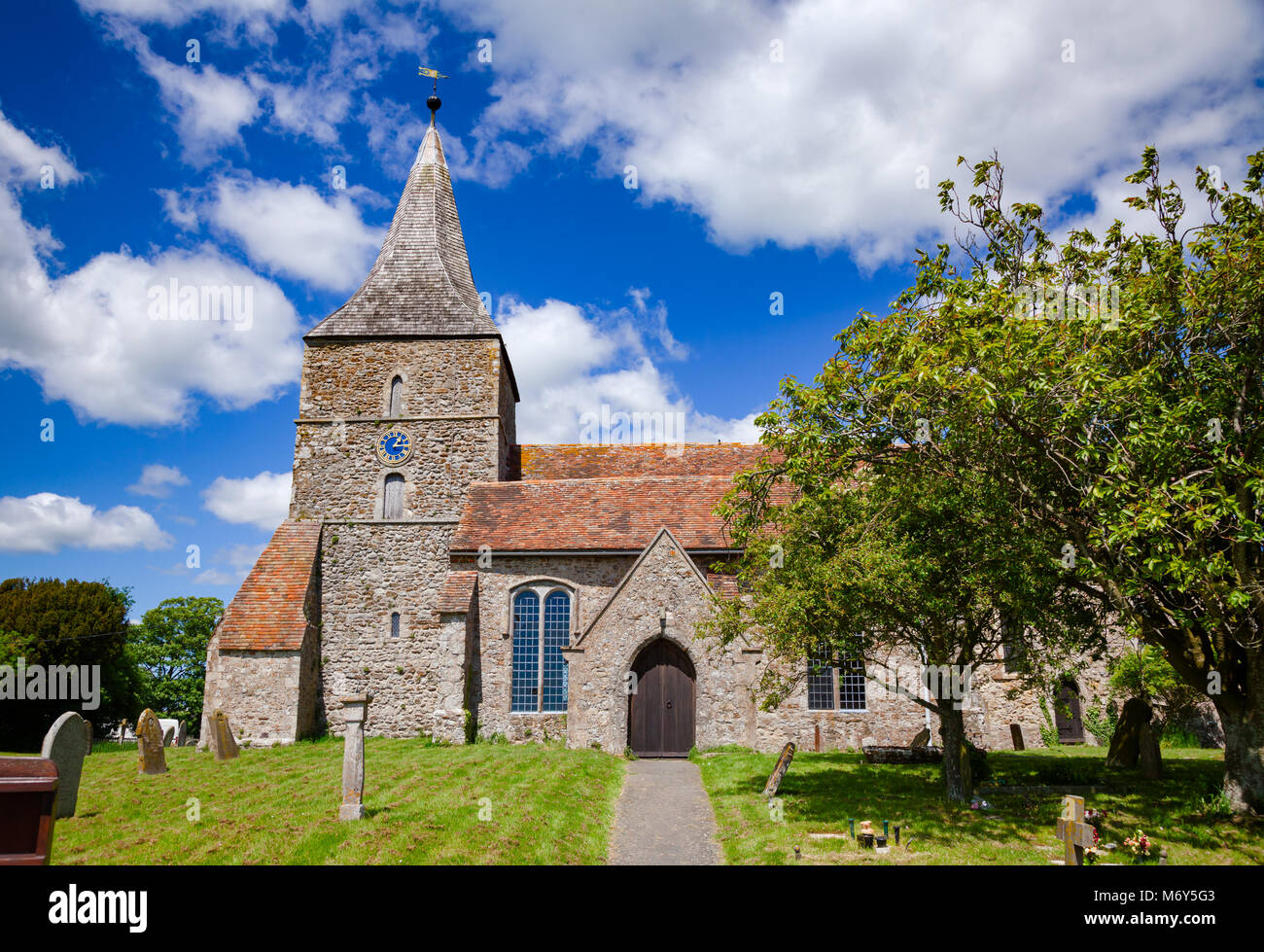 The church of St Mary the Virgin in St Mary in the Marsh Kent South ...