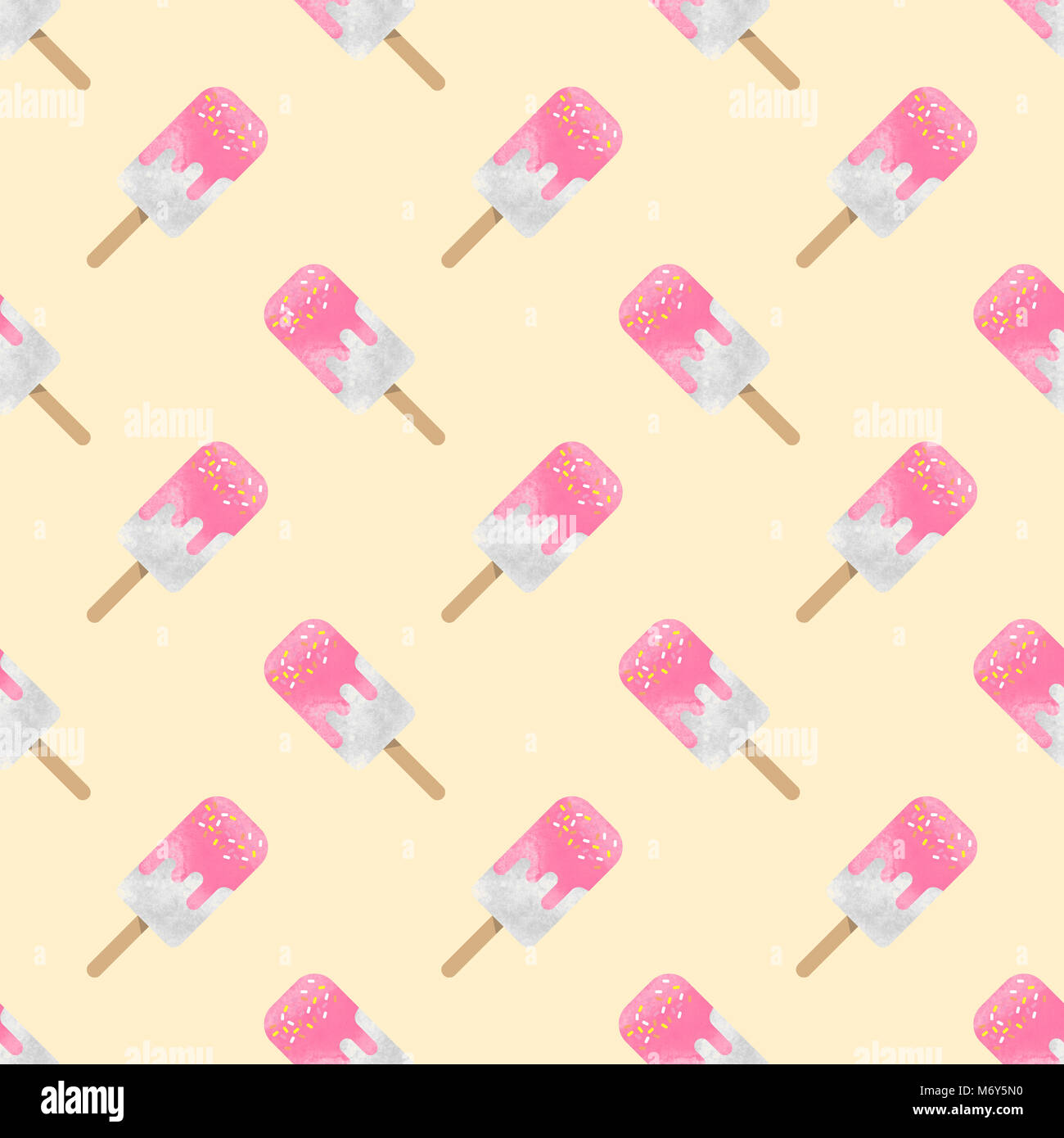 Seamless background image colorful watercolor texture popsicle pattern ...