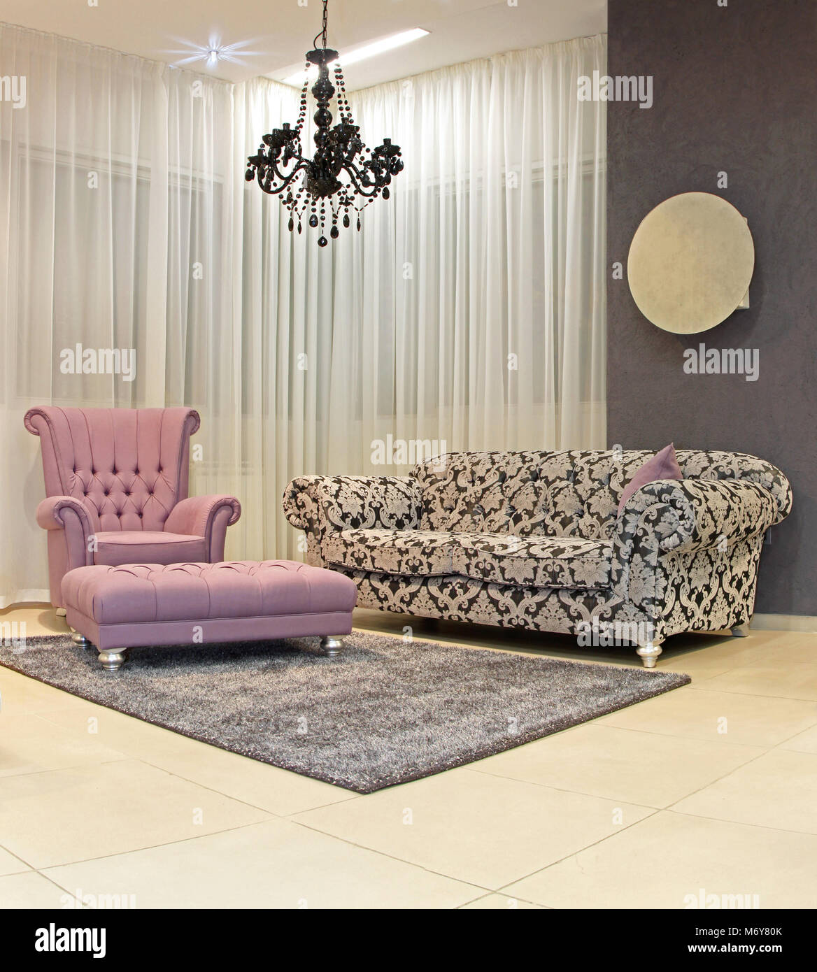 Modern living room corner with vintage furniture Stock Photo - Alamy