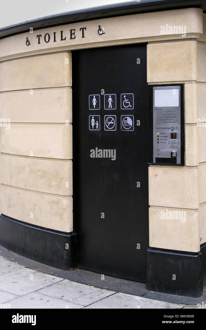 Modern public toilet on street with access to disable people Stock ...