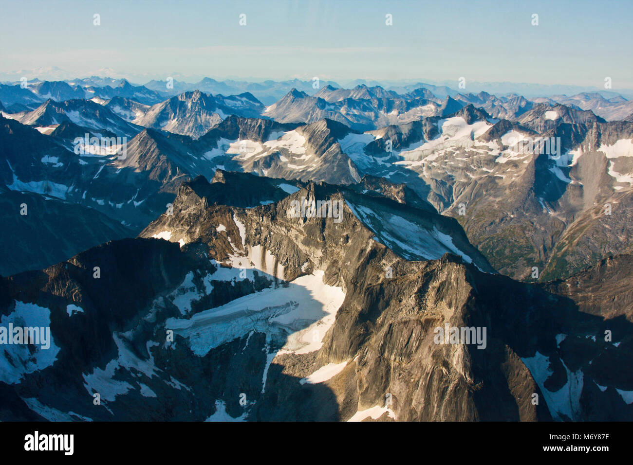 Chigmit Mountains . An aerial view of the sharp peaks of the Chigmit ...