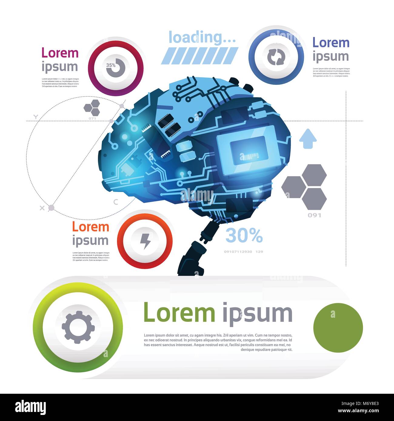 Artificial Intelligence Brain Template Infographic Elements For Modern ...