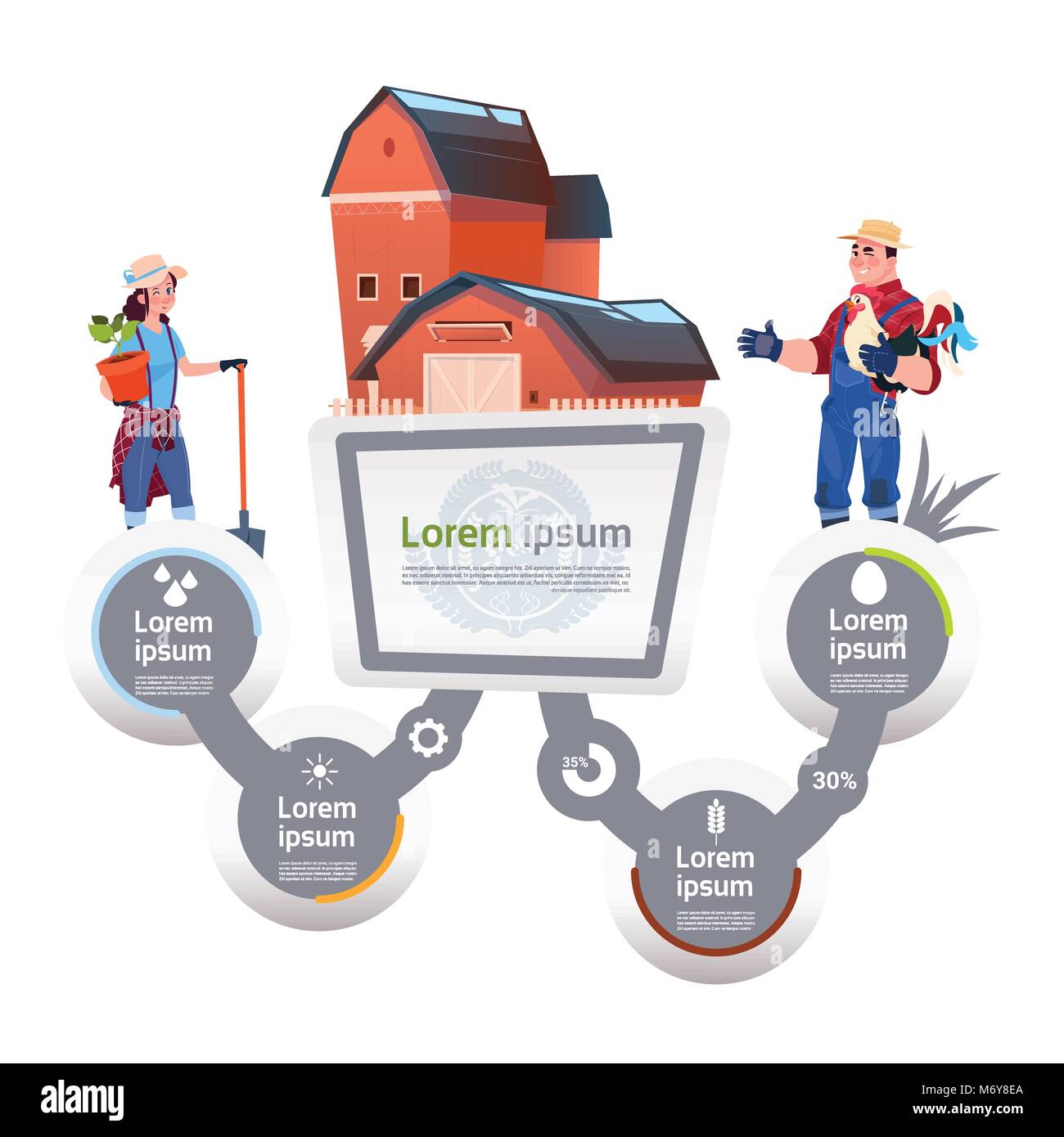 Set Of Farming Template Infographic Elements Farm And Eco Production Concept Stock Vector Image