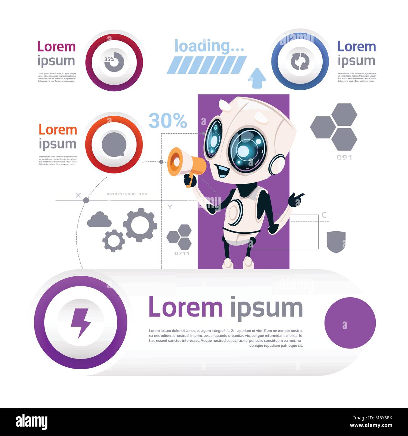 Robots And Modern Technology Template Infographic Elements Artificial ...