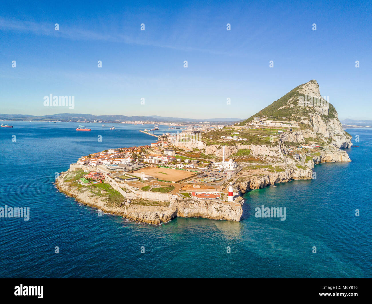 Famous Gibraltar rock on overseas british territory, Gibraltar, Iberian ...