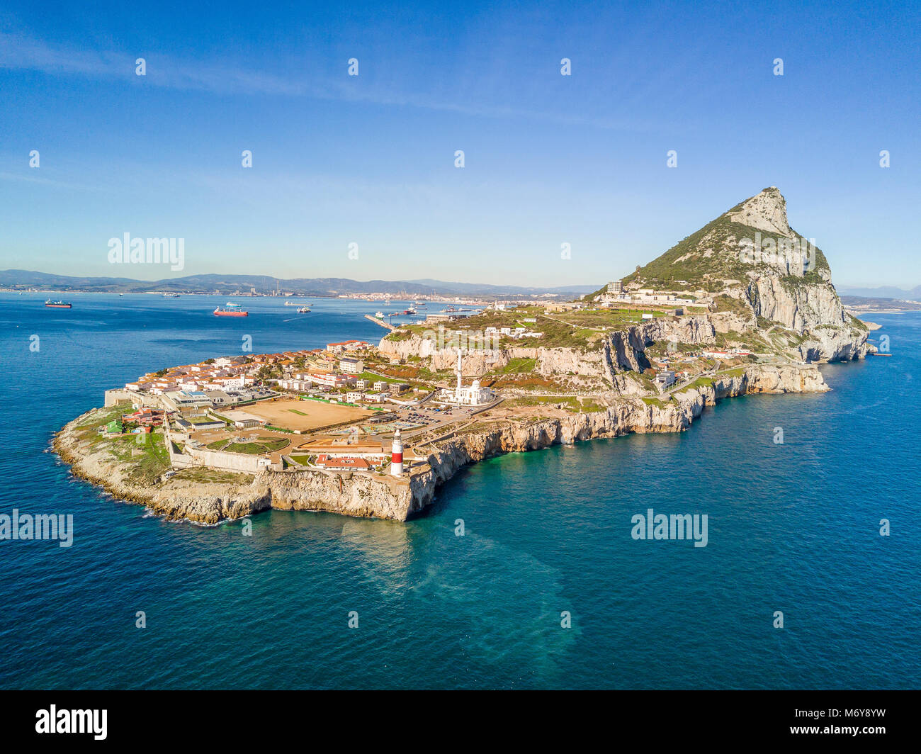 Famous Gibraltar rock on oversea British territory, Gibraltar, Iberian ...