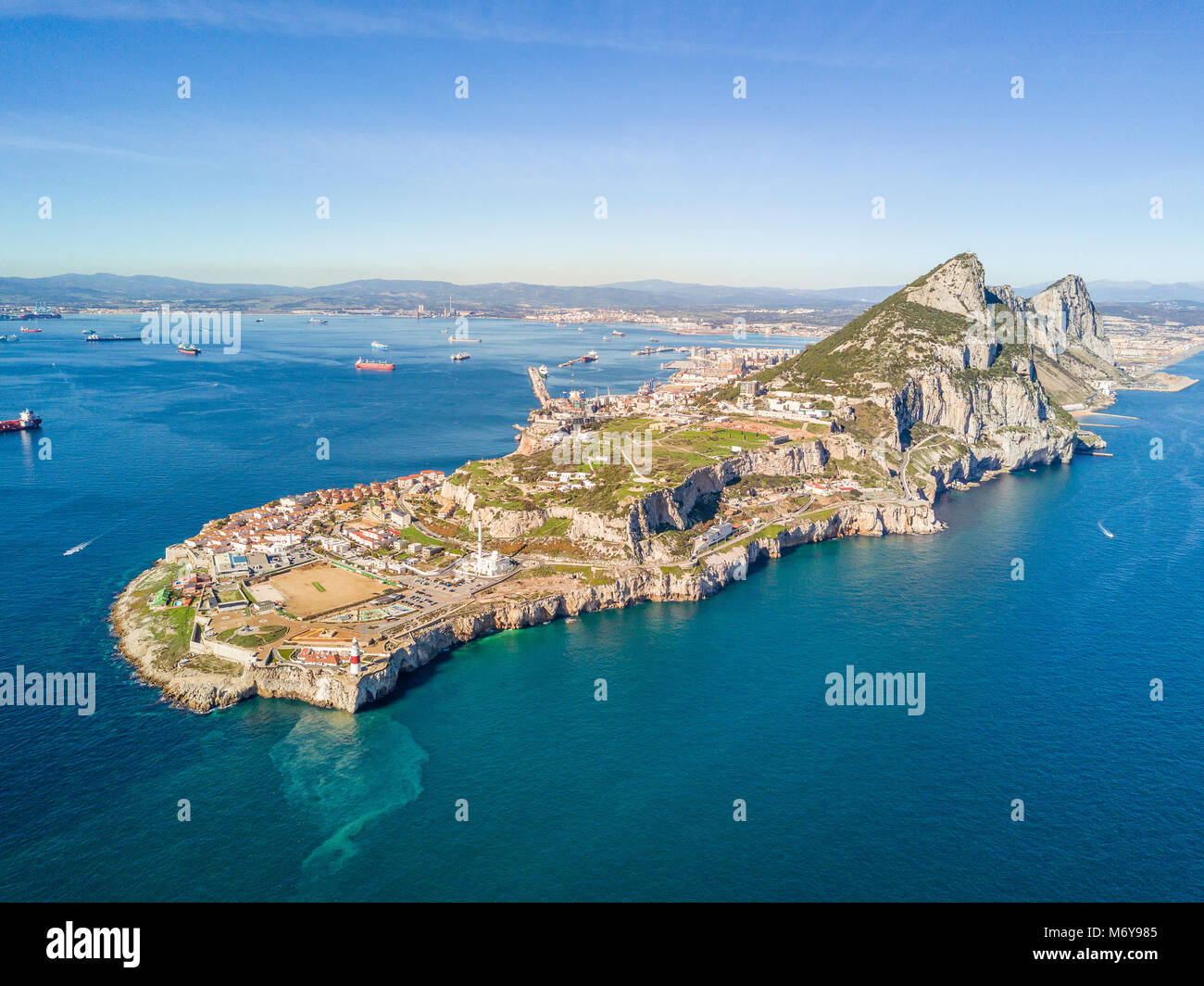 Famous Gibraltar rock on overseas british territory, Gibraltar, Iberian ...