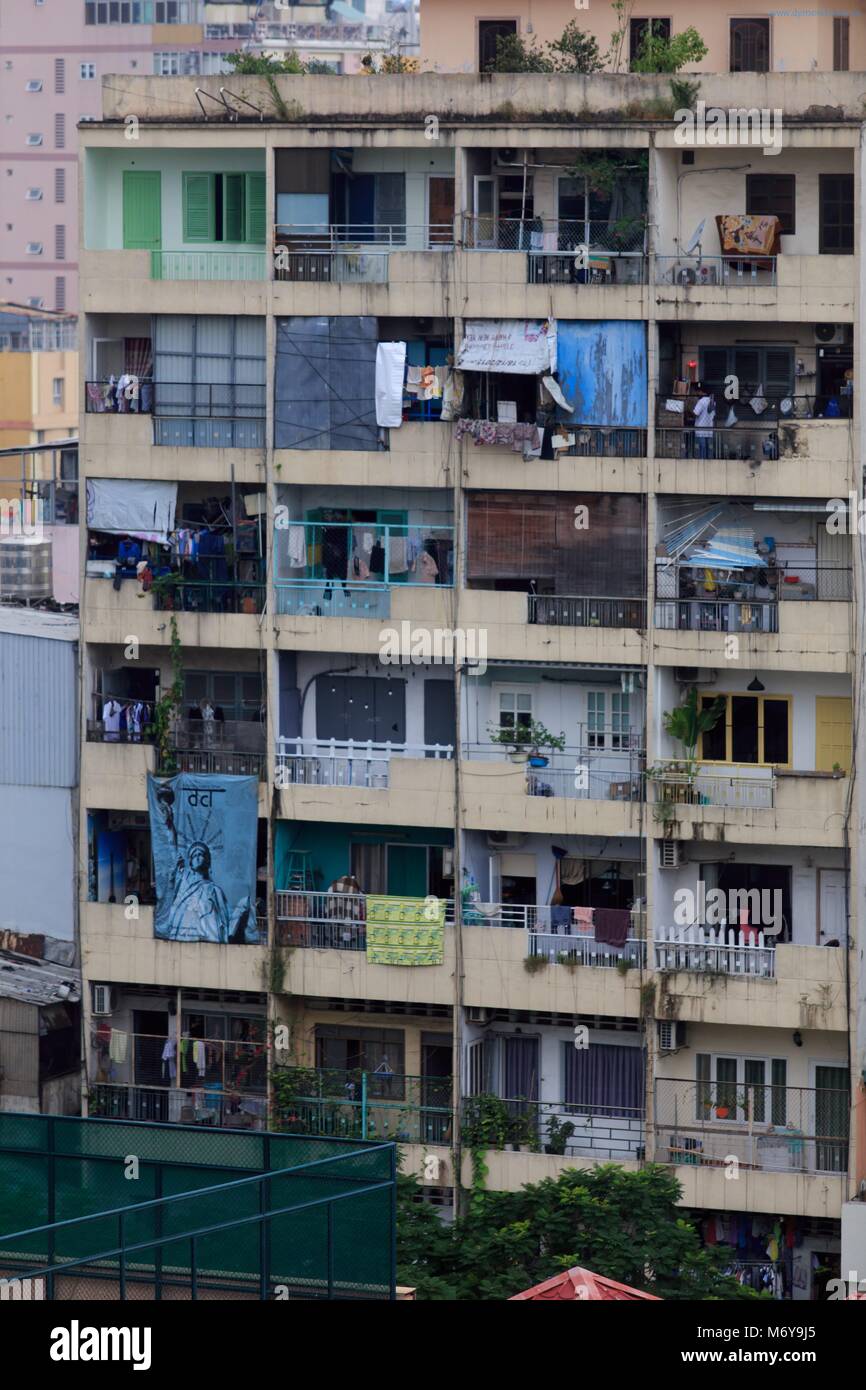Crowded apartment blocks in District 1 of Ho Chi Minh City, Vietnam ...