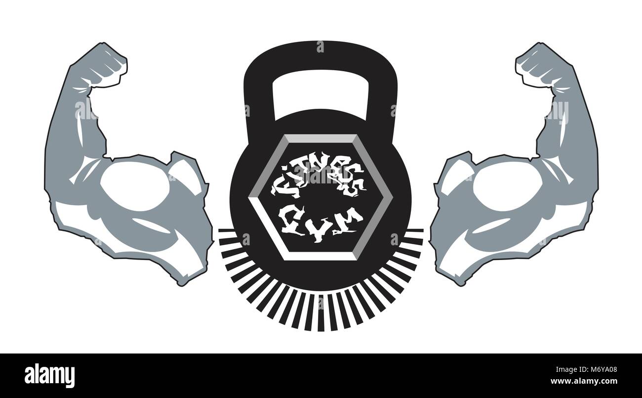 Sport Gym Banner Silhouette Fitness Center Label Template Isolated On ...