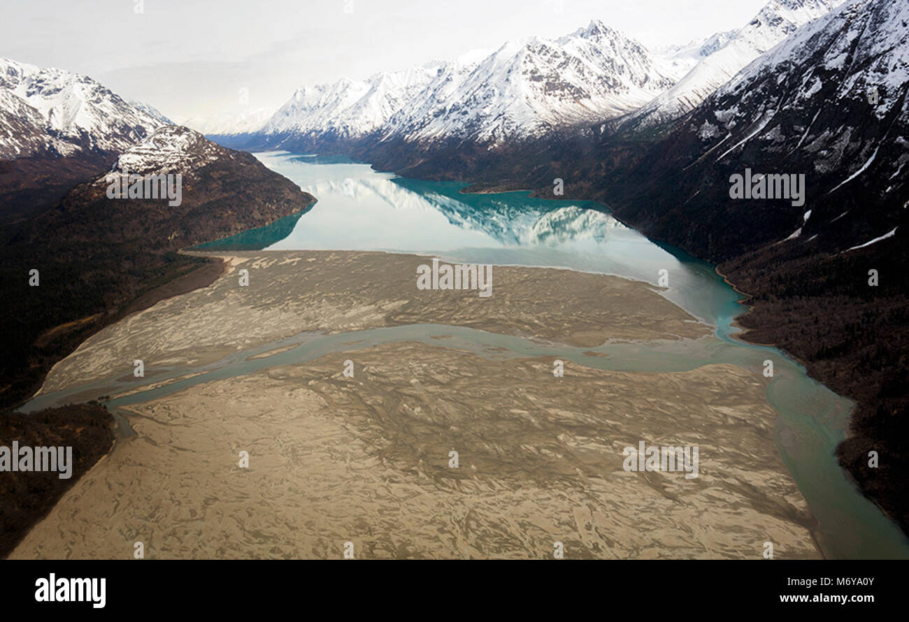Little Lake Clark . Looking down on the sandy delta of Little Lake ...