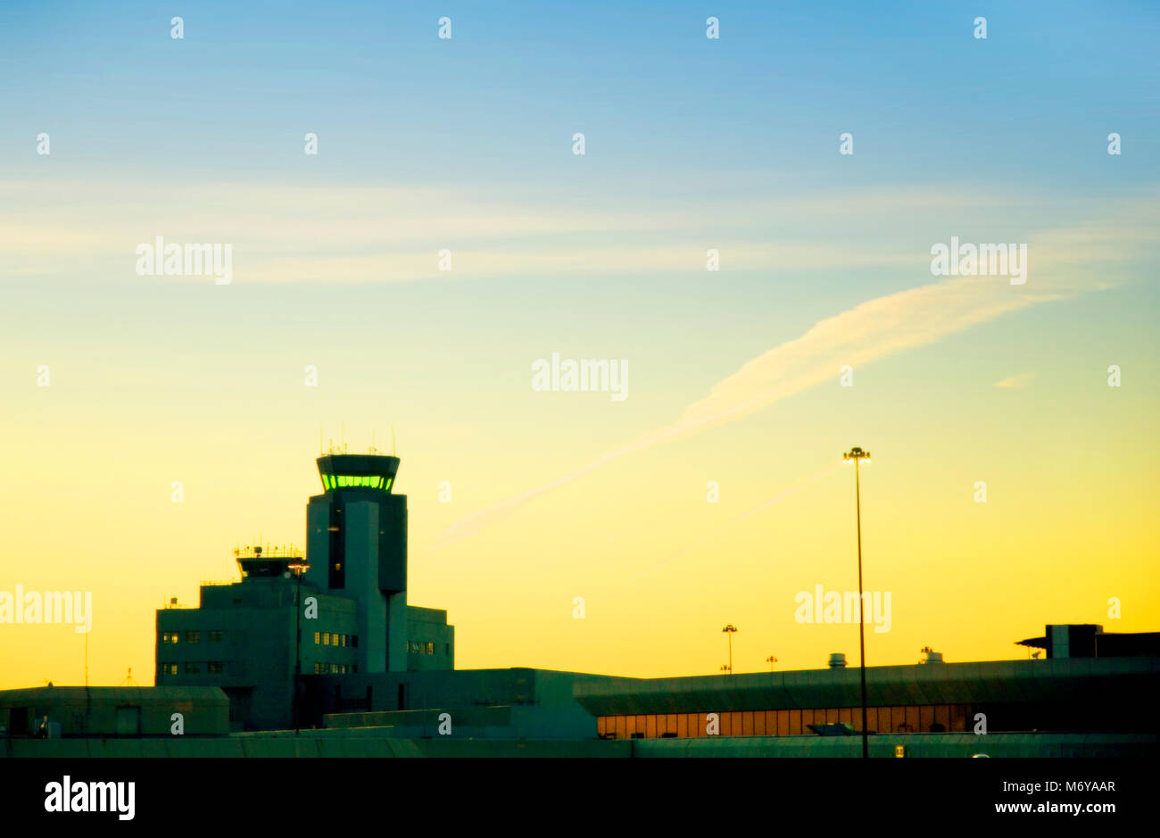 Airport Tower at Dawn Stock Photo - Alamy