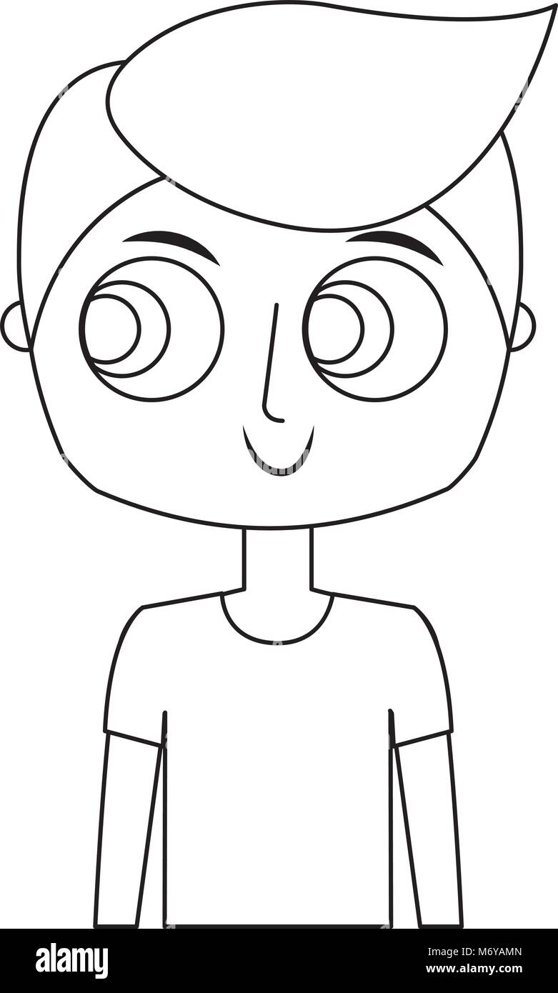 cartoon boy portrait teenager character vector illustration thin line ...