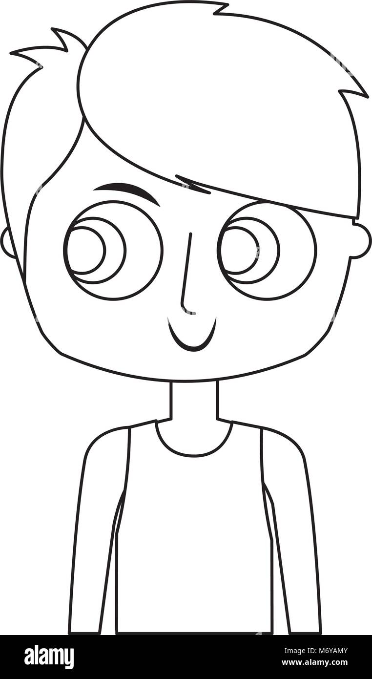 cartoon boy portrait teenager character vector illustration thin line ...