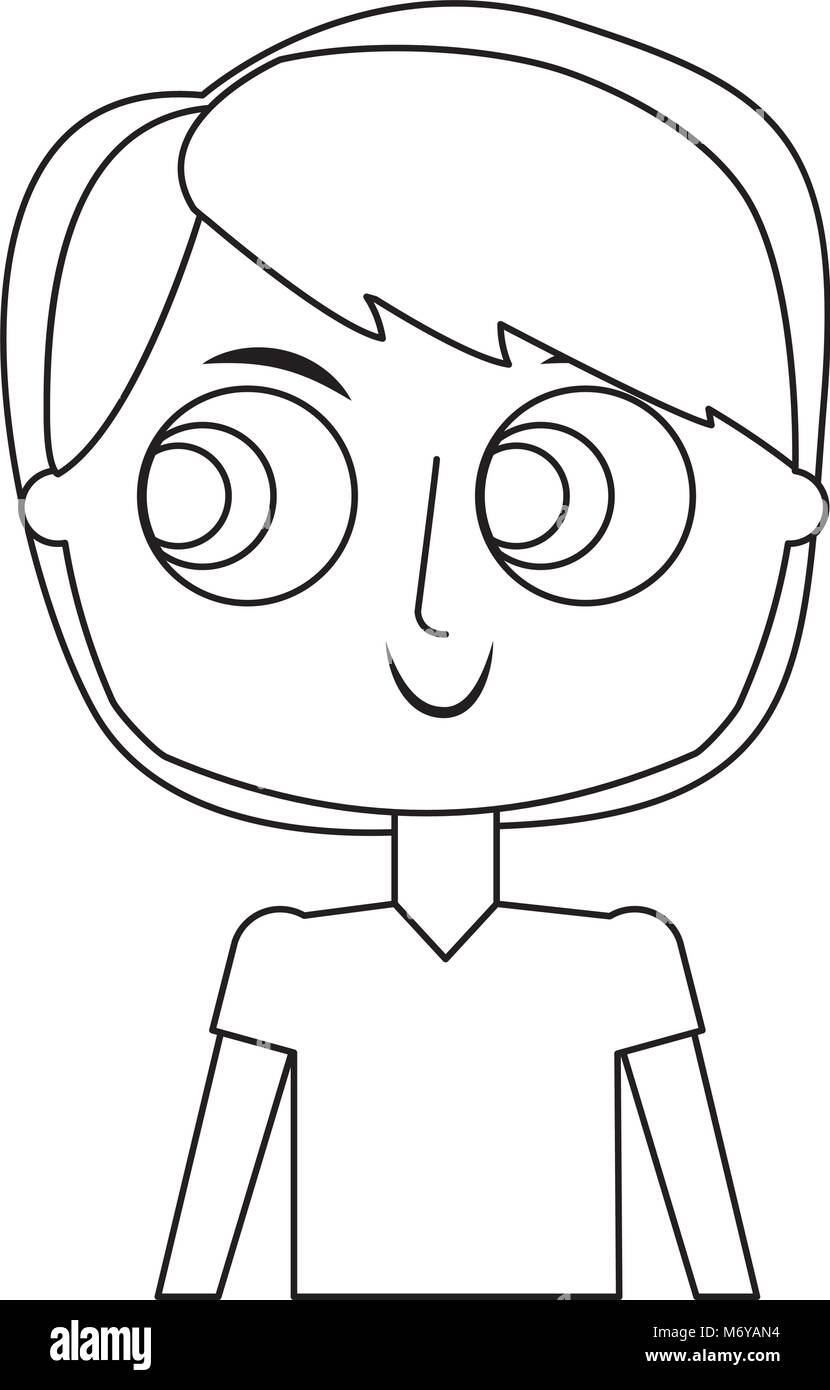 cartoon boy portrait teenager character vector illustration thin line ...