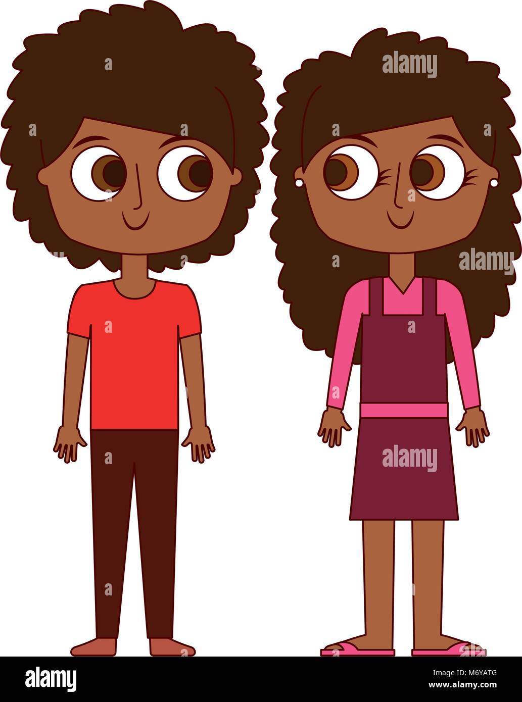 brother and sister happy children cartoon vector illustration Stock ...