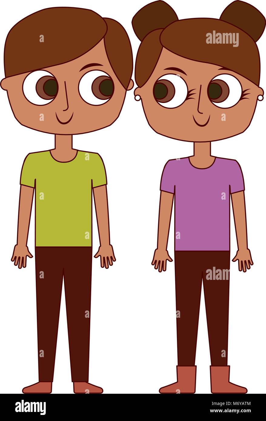 brother and sister happy children cartoon vector illustration Stock ...